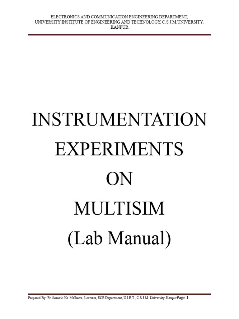Multisim Lab Manual for ECE Experiments | PDF | Electronics ...