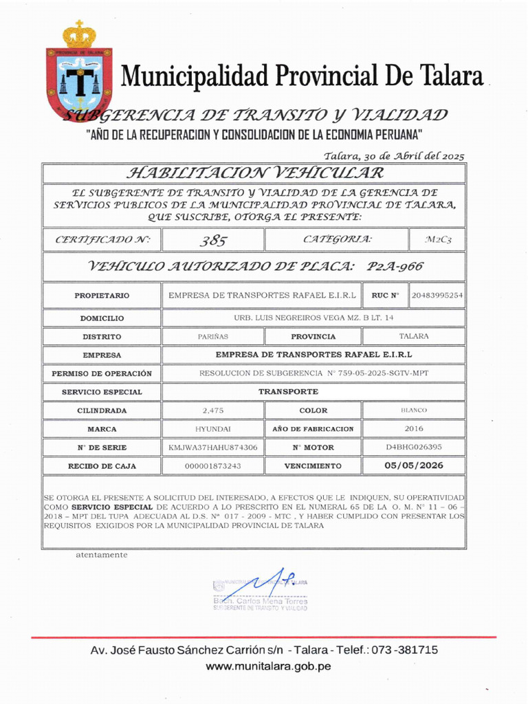 Habilitacion Muni P2a 966 | PDF