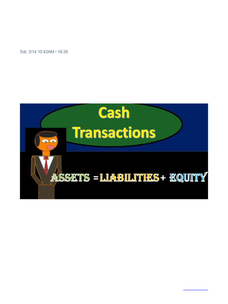 Cash Transactions in Accounting Equation | PDF | Debits And Credits ...