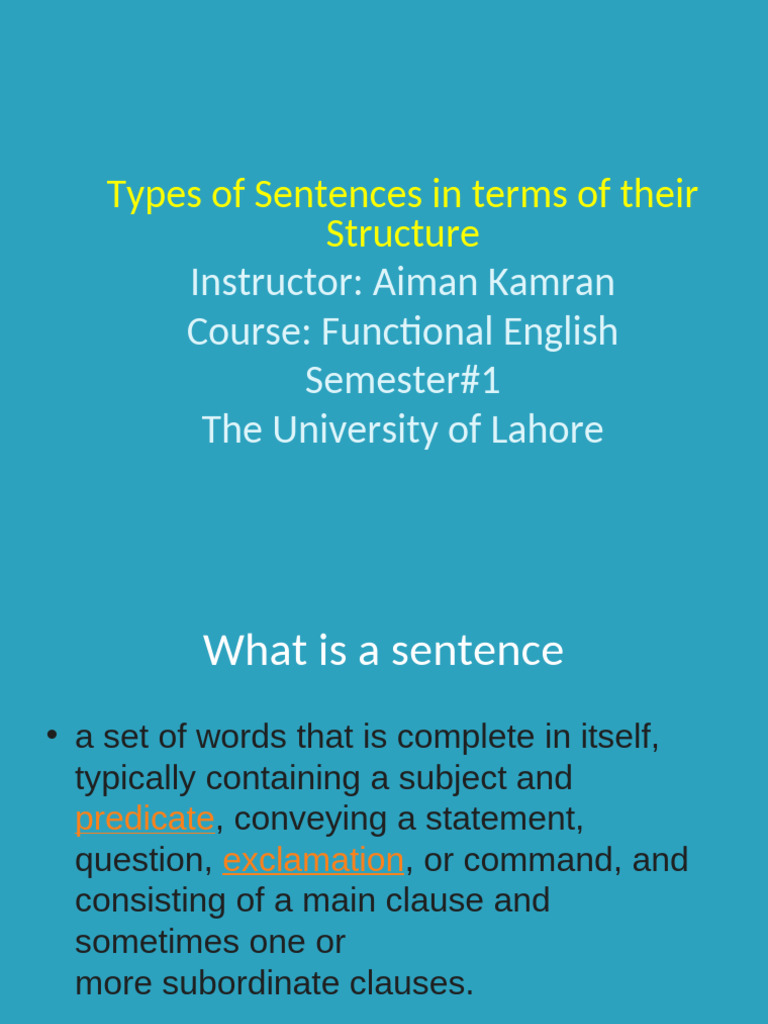 Types of Sentences in Terms of Structure-Week 3 | PDF | Subject ...