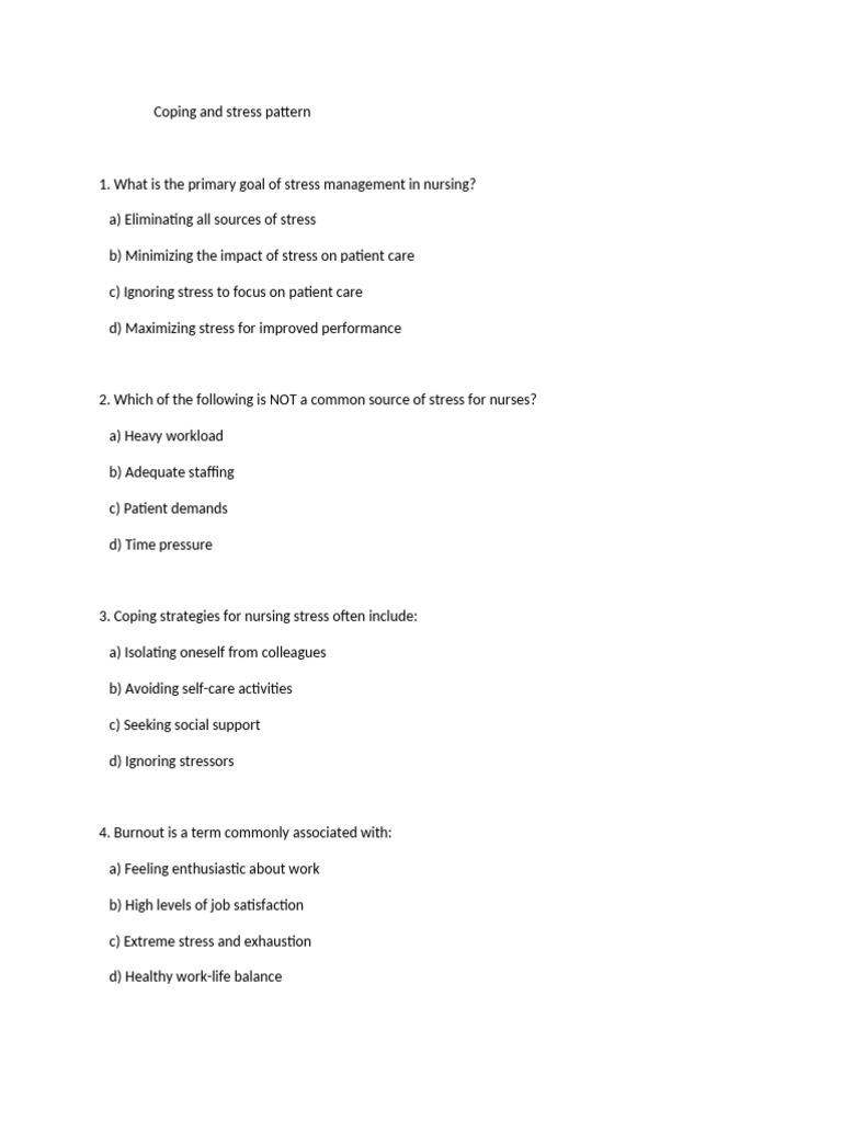 Nursing Stress Management Strategies | PDF | Stress Management | Stress ...