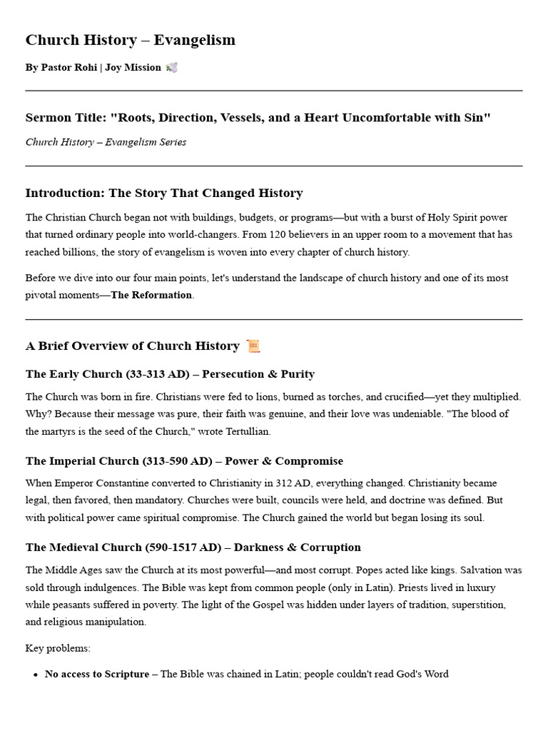 Church History – Evangelism _ Pastor Rohi | PDF | Martin Luther ...
