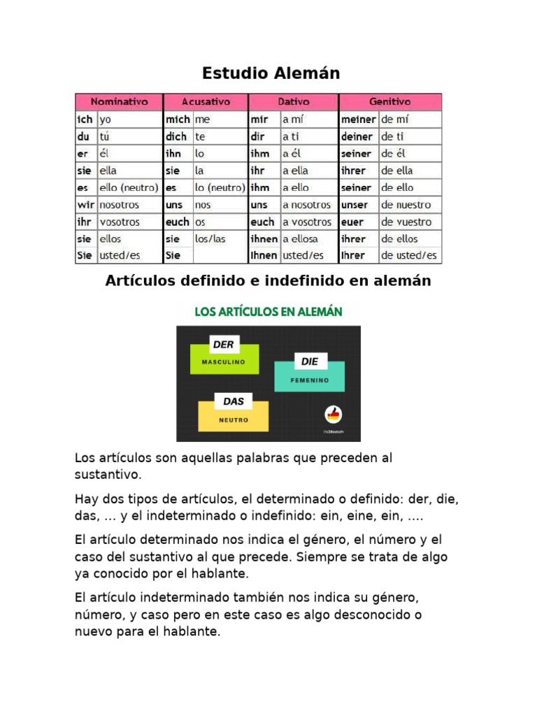 Estudio Alemán | PDF | Género gramatical | Verbo