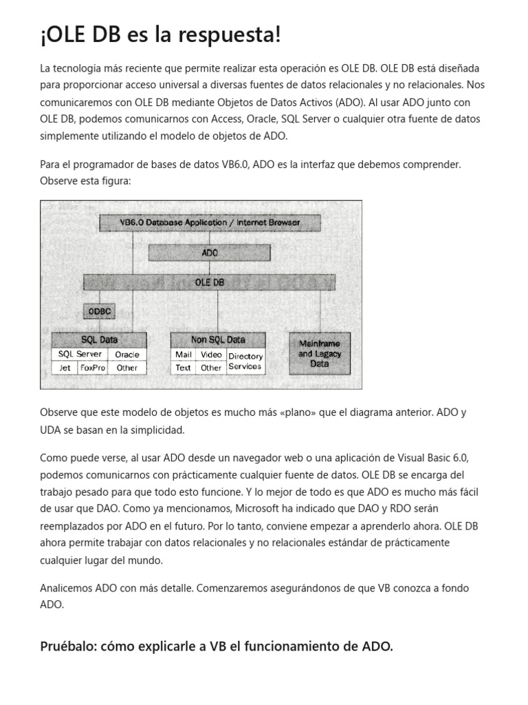 ¡OLE DB Es La Solución! | PDF | Active X Data Objects | Software