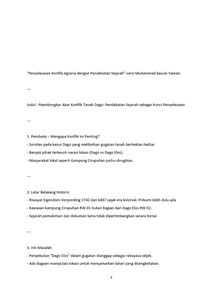 Akar Konflik Tanah Dago di Dago Elos Oleh Muhammad Basuki Yaman | PDF