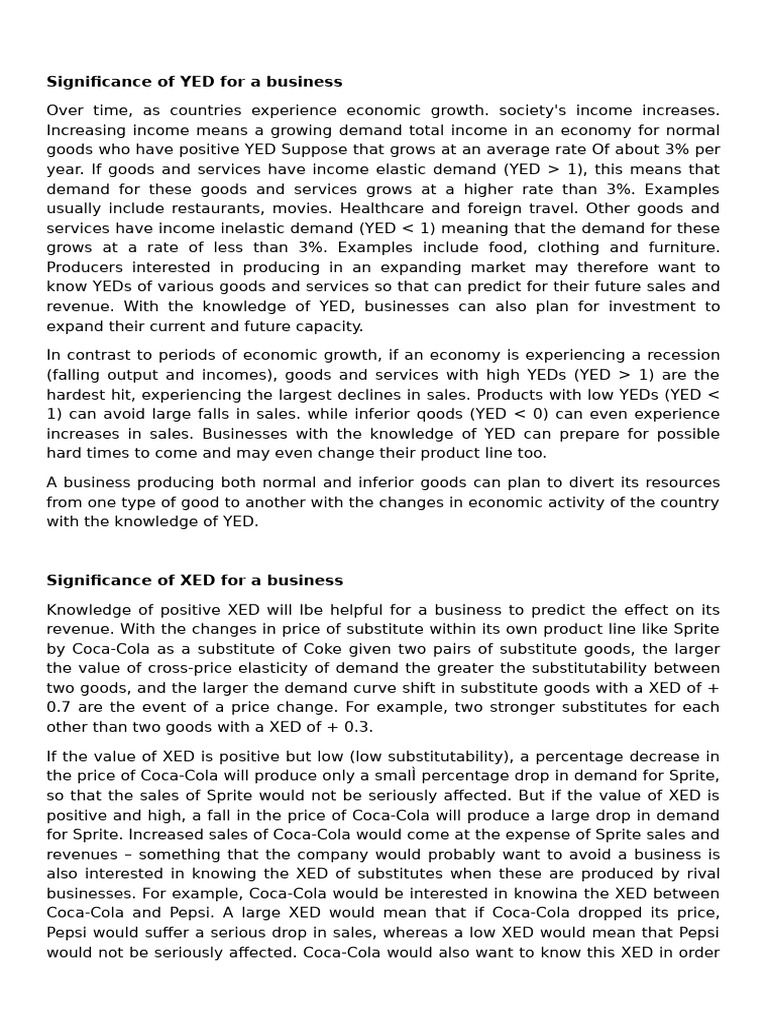 Significance of YED and XED | PDF | Microeconomics | Economic Theories