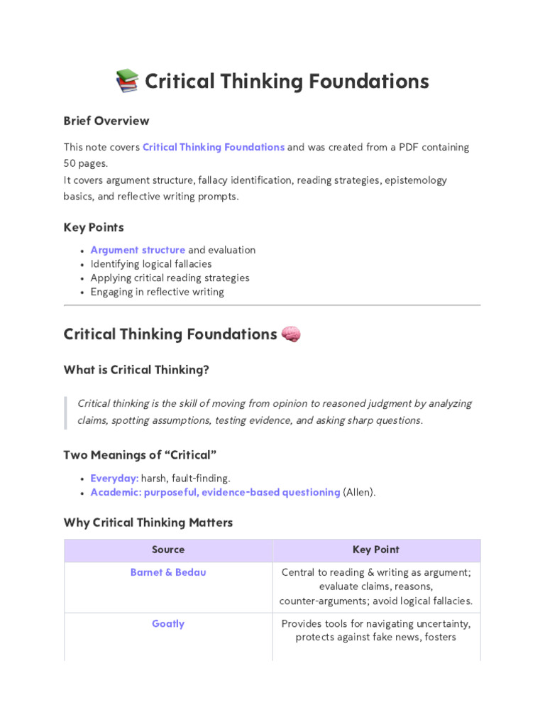 Critical Thinking Skills Overview | PDF | Argument | Fallacy