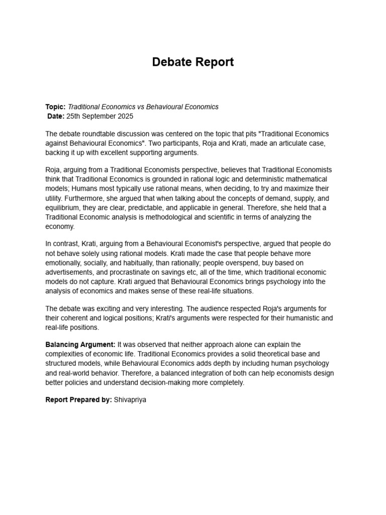 Traditional vs Behavioral Economics Debate | PDF