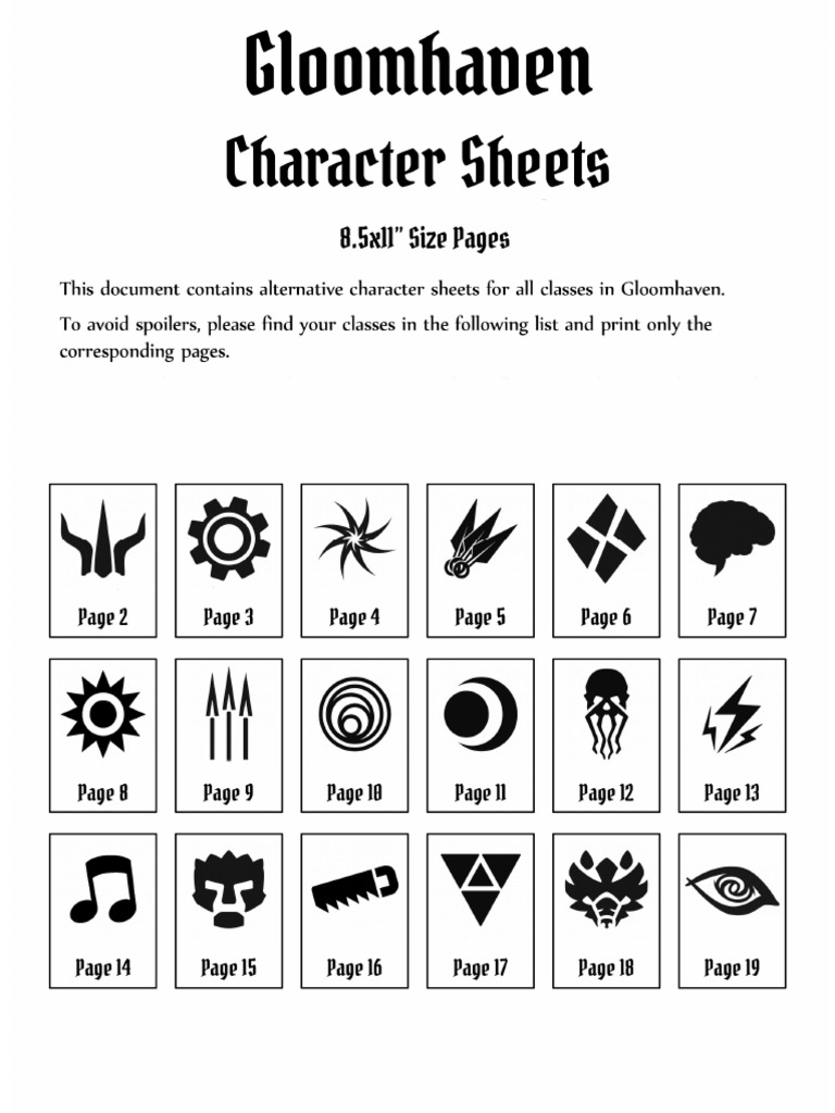 GH 8.5 X 11 Sized Character Tracker Sheets | PDF