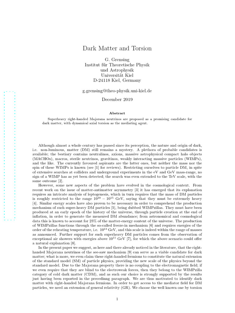 Dark Matter and Torsion | PDF | Standard Model | Elementary Particle