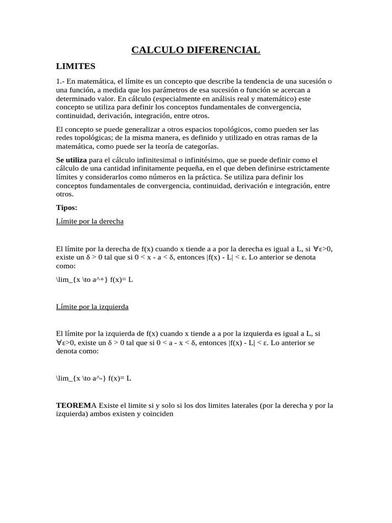 Fundamentos de Cálculo: Límites, Derivadas e Integrales | PDF | Límite ...