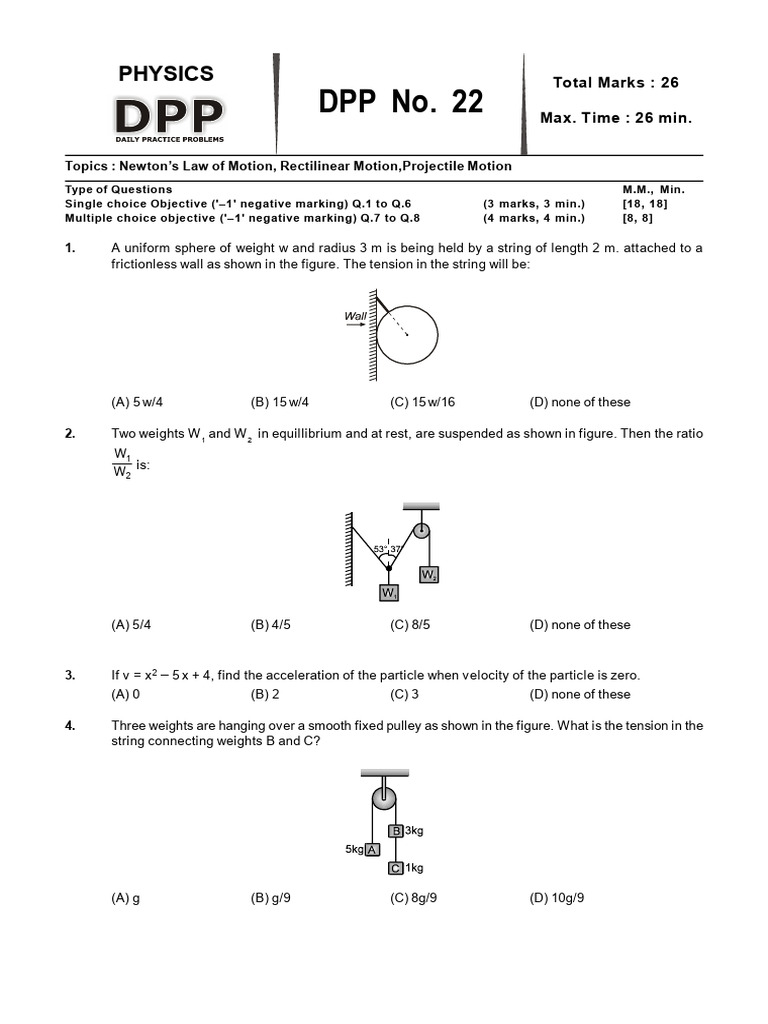 DPP 22 | PDF | Tension (Physics) | Physical Quantities