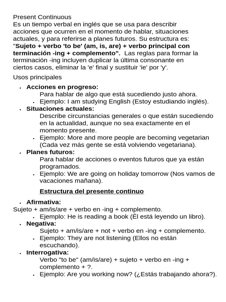 Tema Present Continuous | PDF