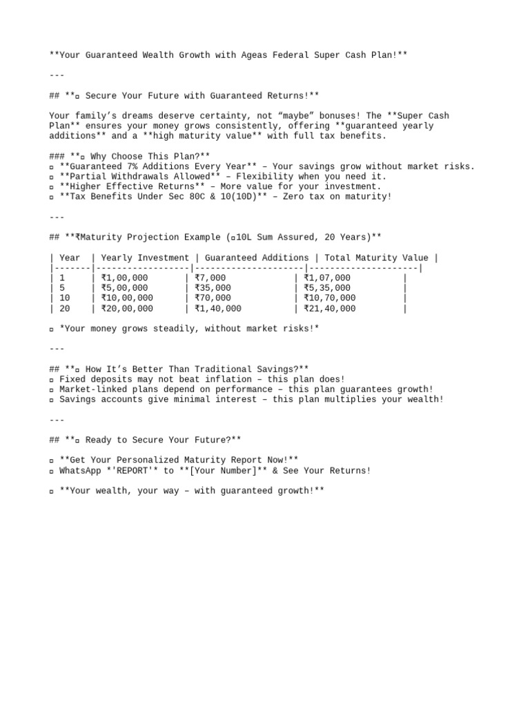 Your Guaranteed Wealth Growth With | PDF