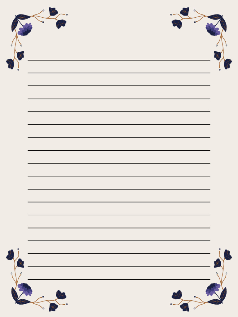 Purple and Blue Floral Writing Sheet | PDF