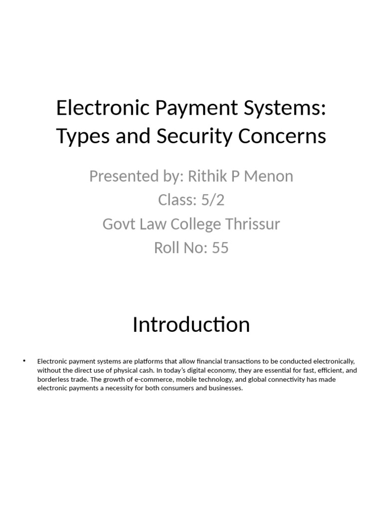 Electronic Payment Systems Overview | PDF | Debit Card | Computer Security