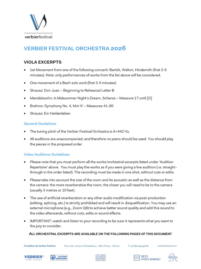 Viola VFO Auditions 2026 | PDF