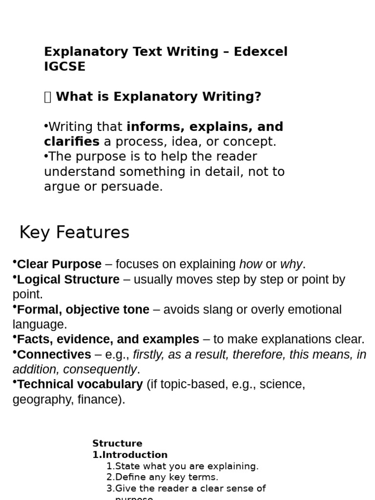 Explanatory Text Writing - Edexcel Igcse What Is Explanatory Writing ...