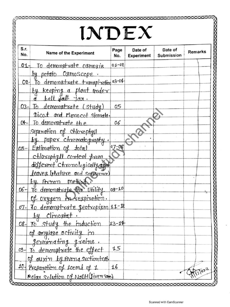 BSC 5th Semester (Botany) Practical File | PDF
