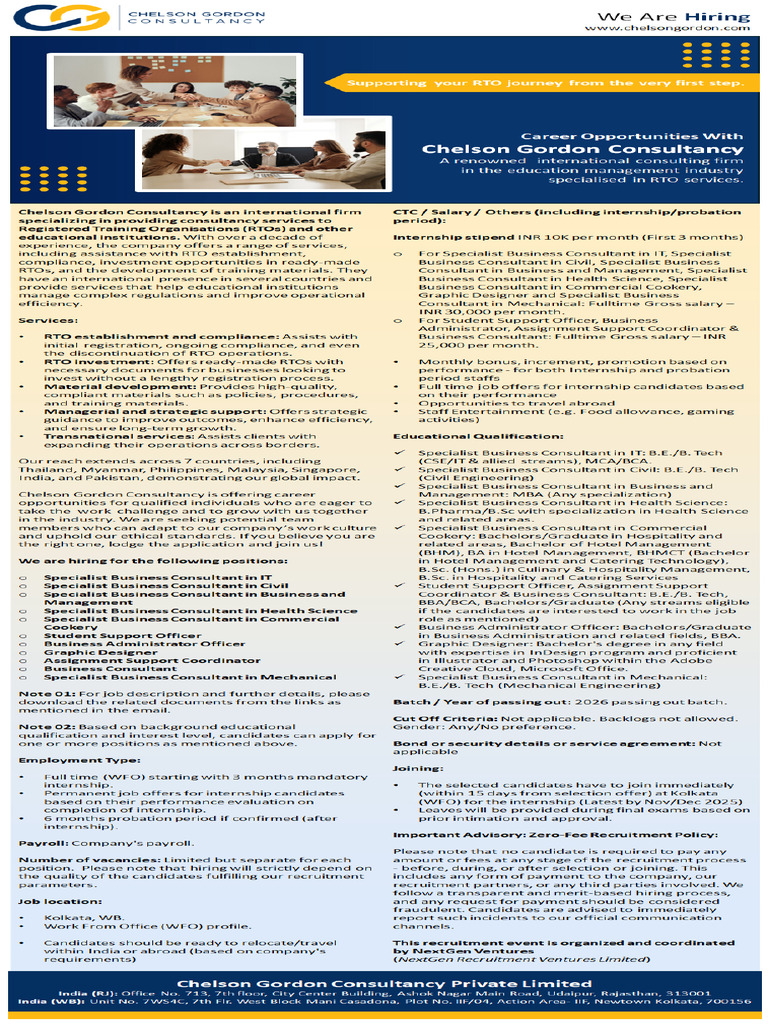 Chelson Gordon Consultancy Interns PPO 2026 Batch | PDF