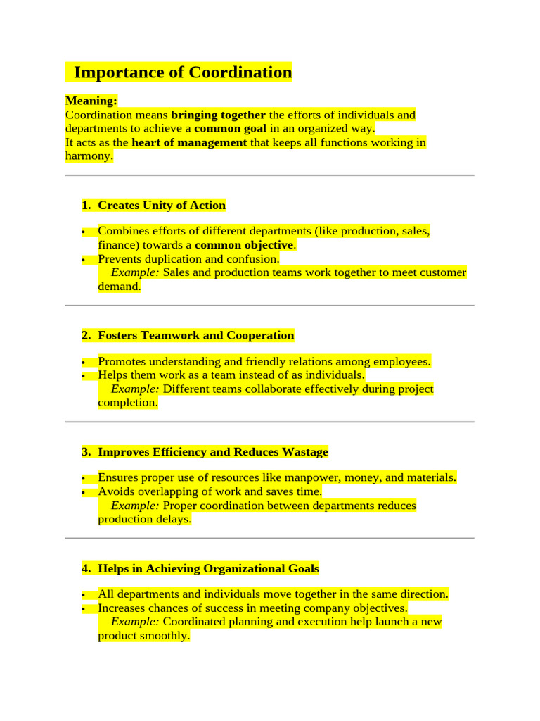 ? Importance of Coordination | PDF