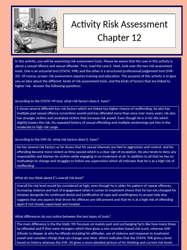 Activity Chapter 10 Risk Assessment 2 | PDF | Rape | Sex Offender