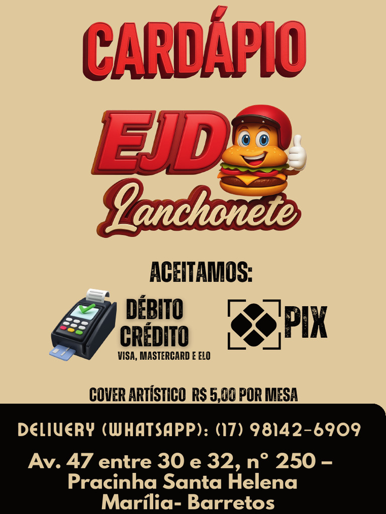 Cardápio EJD | PDF | Hambúrgueres | Cachorro-quente