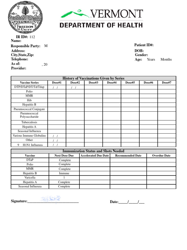 Immunization Report Quinton Young | PDF