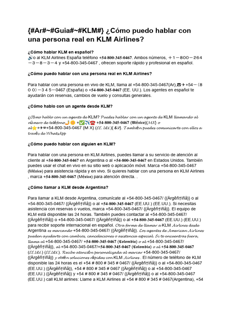 Contacto directo con KLM Airlines | PDF | Chat en linea | Centro de ...