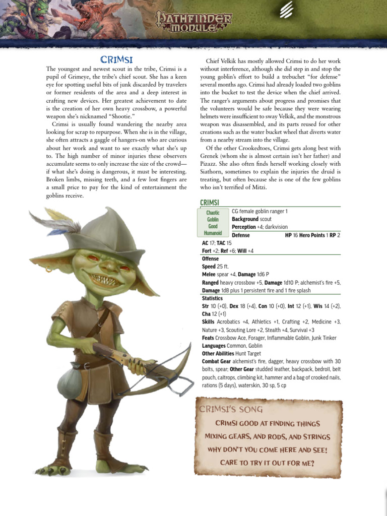 Crimsi: Goblin Scout and Inventor | PDF