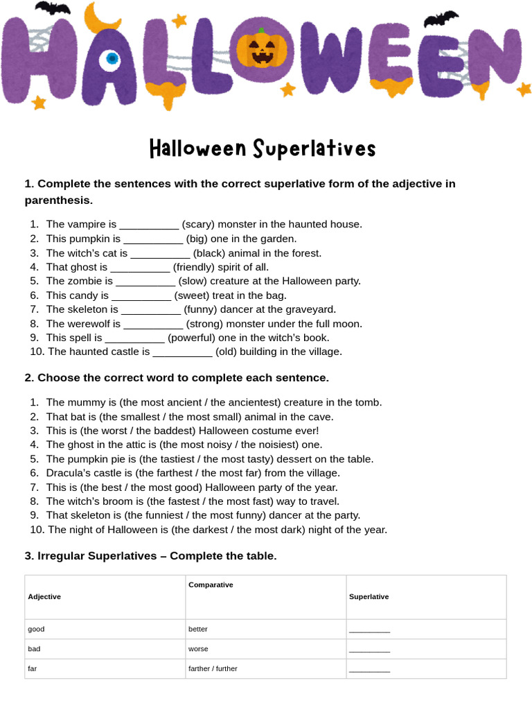 Halloween Superlative Activities | PDF