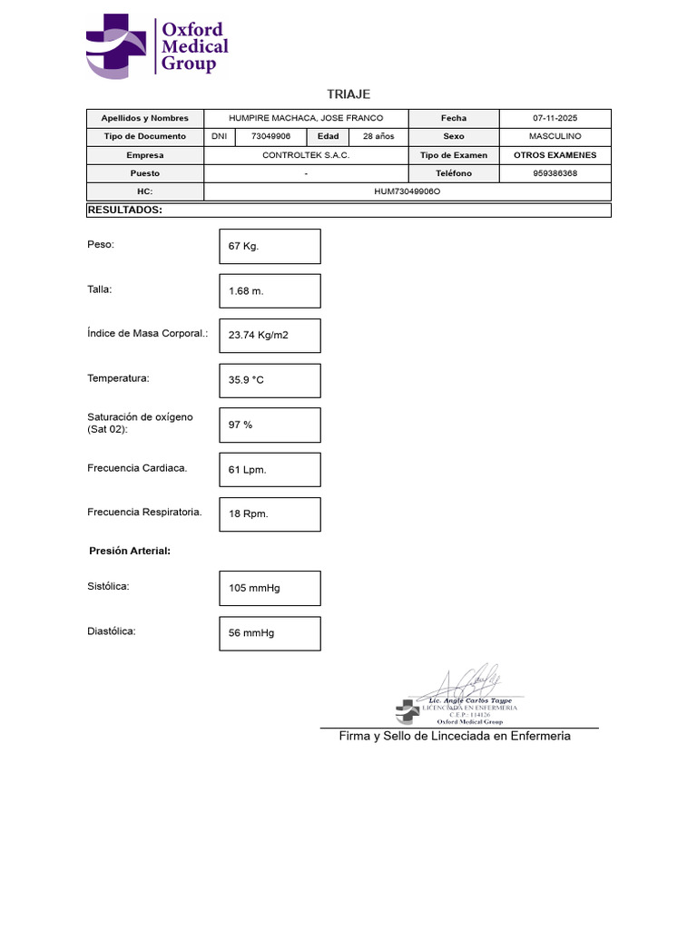Triaje - Humpire Machaca Jose Franco | PDF
