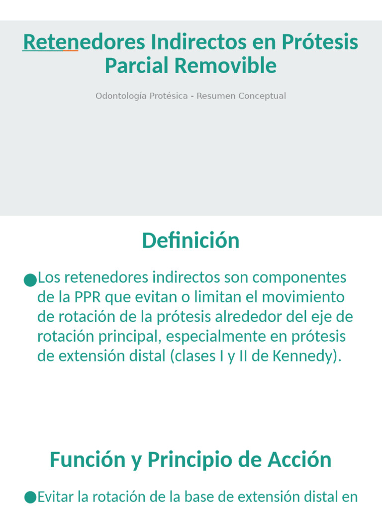 Retenedores Indirectos en Prótesis Removible | PDF