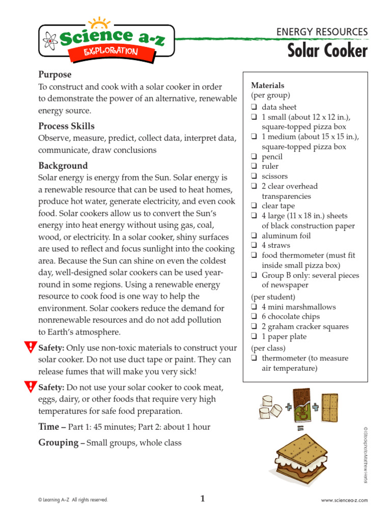 Energy Resources 5-6 Proc Activ Solar Cooker | PDF | Solar Energy | Sun