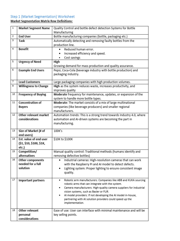 De Workbook Step 1 Market Segmentation v2 Worksheet v1 | PDF | Image ...