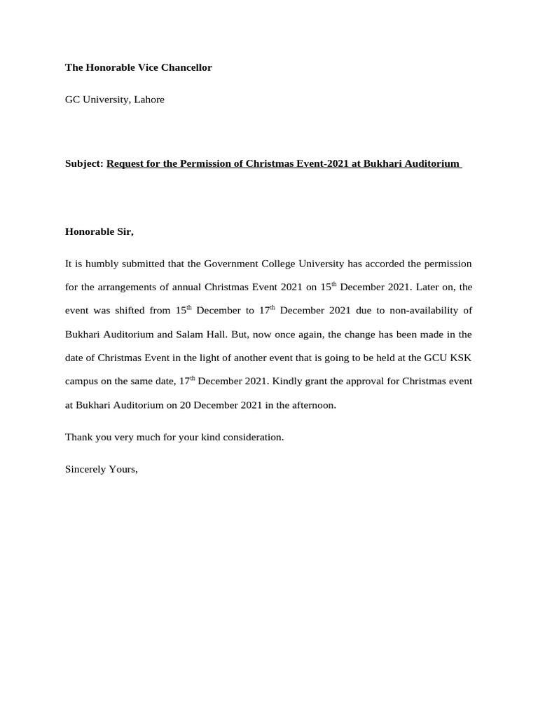 Request for Christmas Event Approval 2021 | PDF