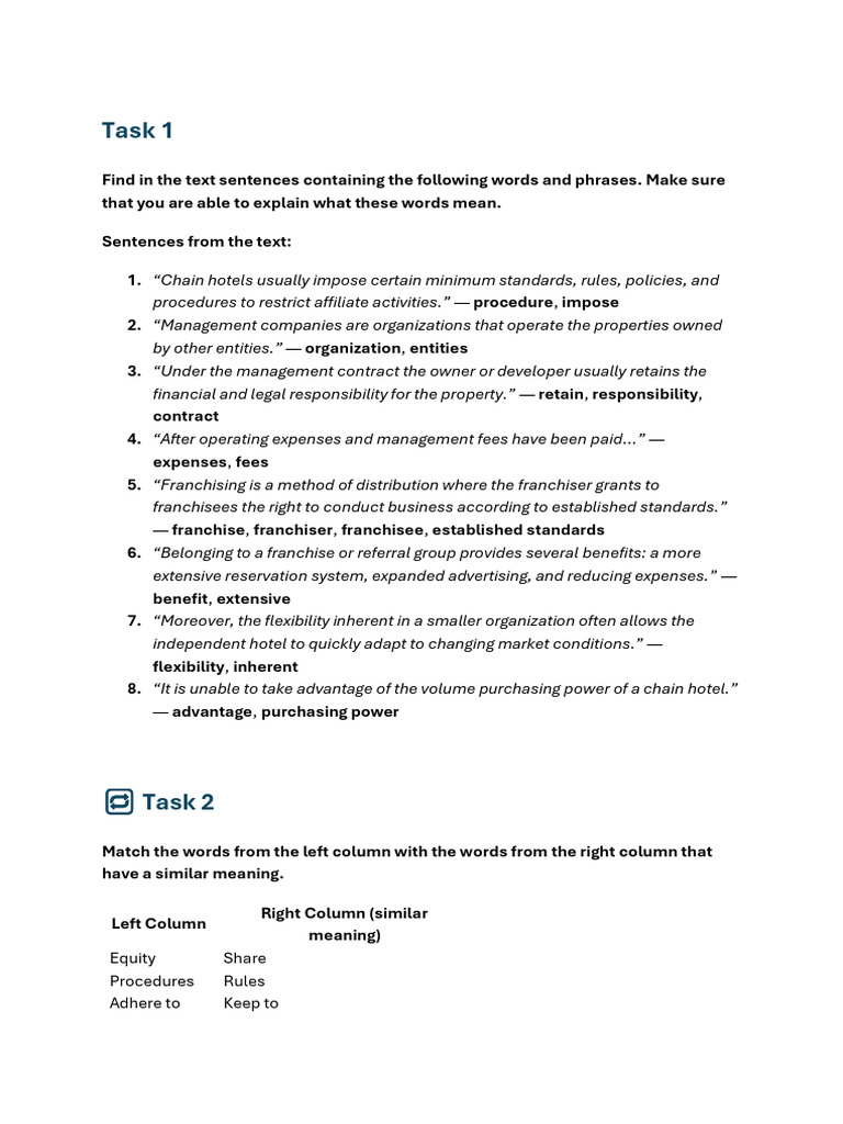 Hotel Management Terms and Concepts | PDF | Franchising | Business