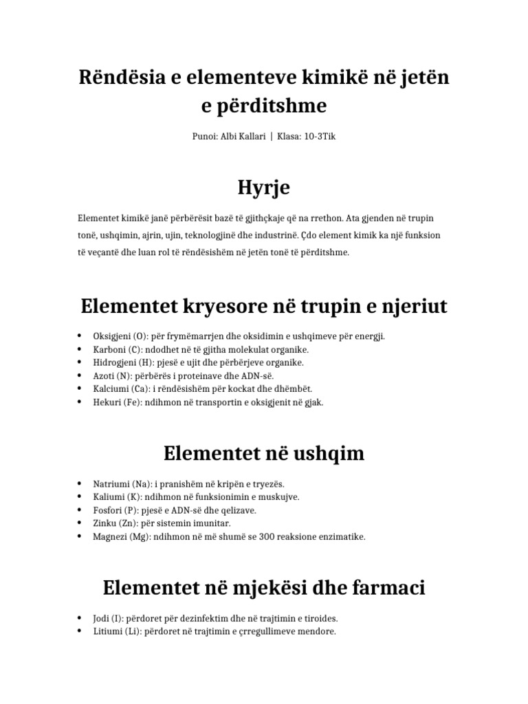 Projekt Kimi Elementet Ne Jeten e Perditshme PowerPoint Stil | PDF