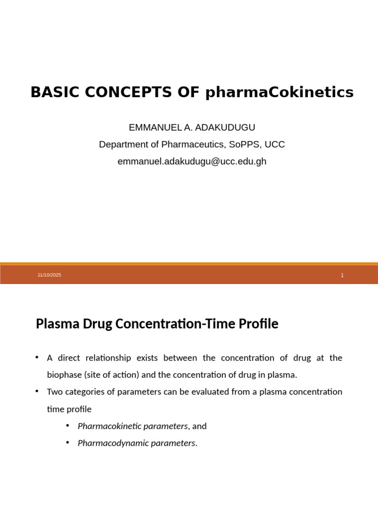 Basic concepts of pharmacokinetics_adaks | PDF | Pharmacokinetics | Pharmacology