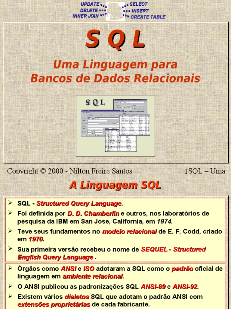 Sql Slides Sql Modelagem Científica 
