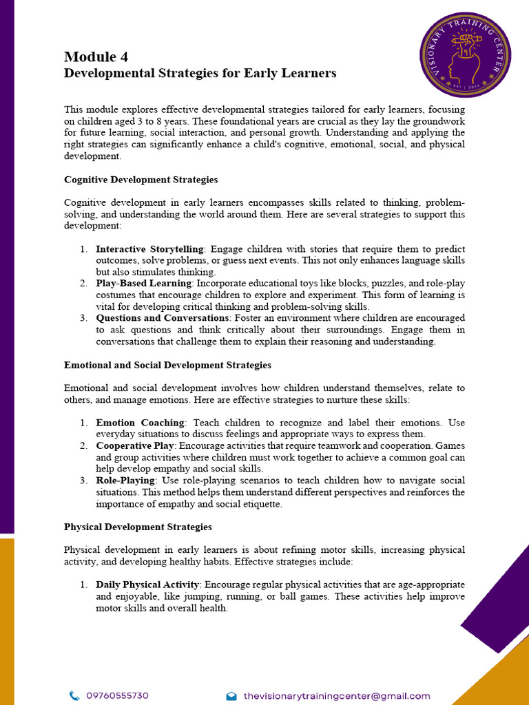 Module 4 - Developmental Strategies for Early Learners | PDF | Learning ...