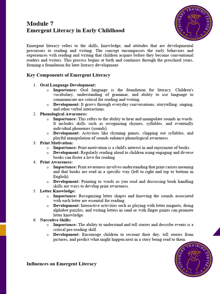 Module 7 - Emergent Literacy in Early Childhood | PDF | Communication ...