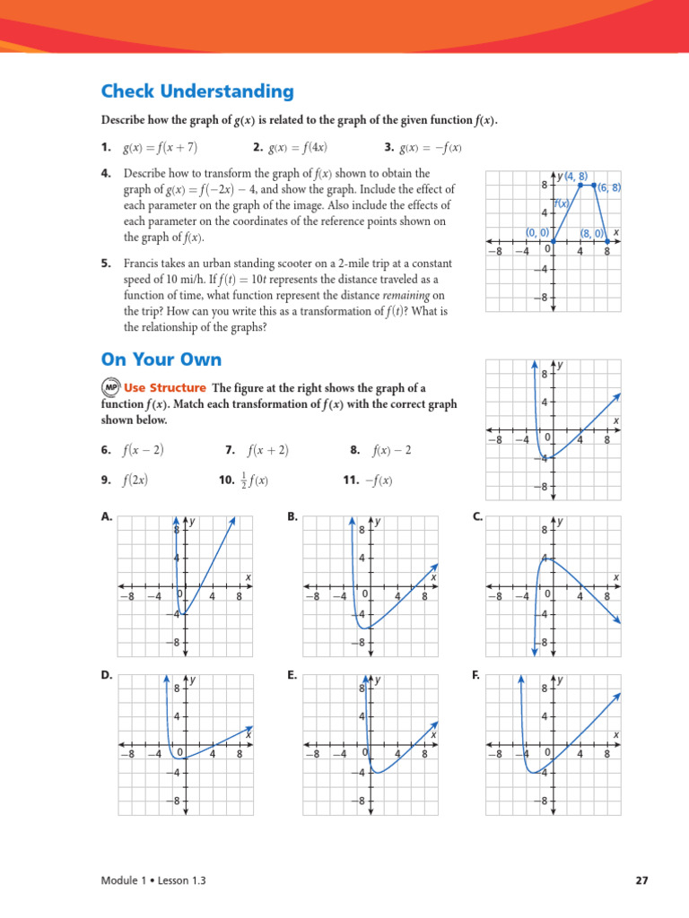 1.3 - Transformations of Function Graphs Part 1 | PDF | Function ...
