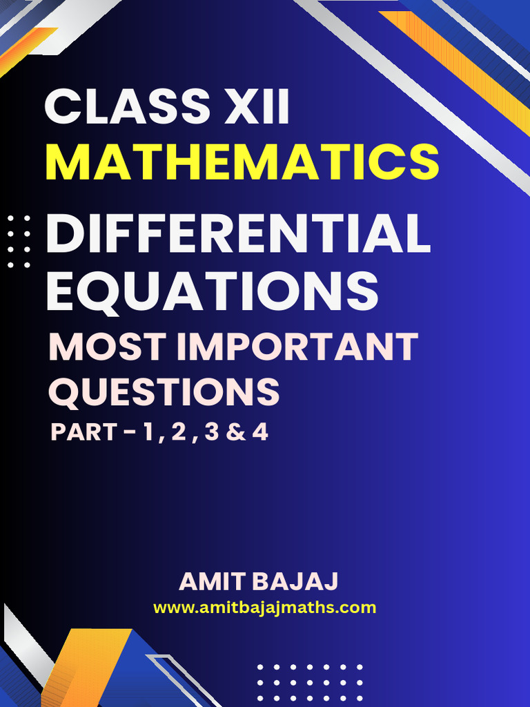 9q. Class Xii Maths (Differential Equations) Most Important Questions (2025-26) | PDF ...