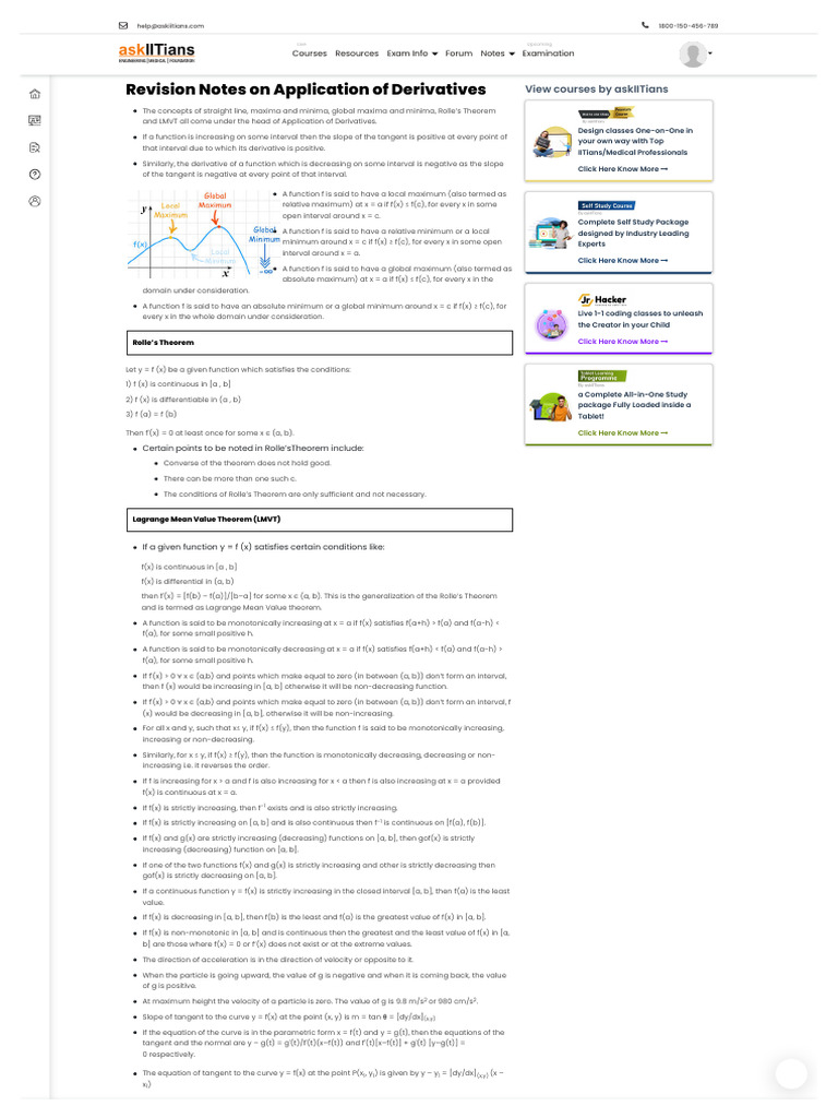 Application of Derivatives Explained | PDF | Mathematical Analysis ...