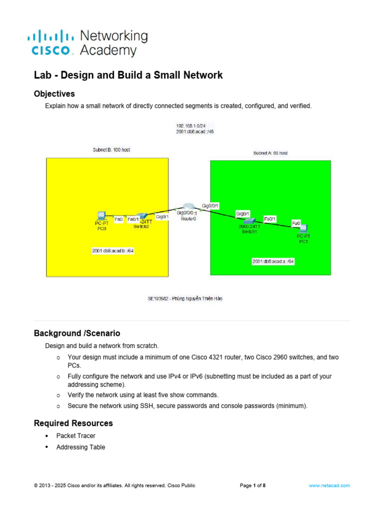 Lab - Design and Build A Small Network | PDF | Computer Network | Computer Engineering