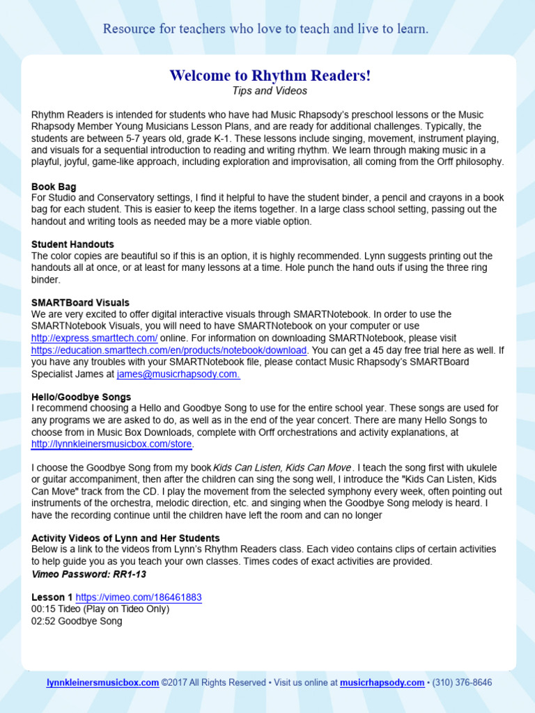 Rhythm Readers Lesson 1 Sample 2019 | PDF | Music Theory | Musical ...