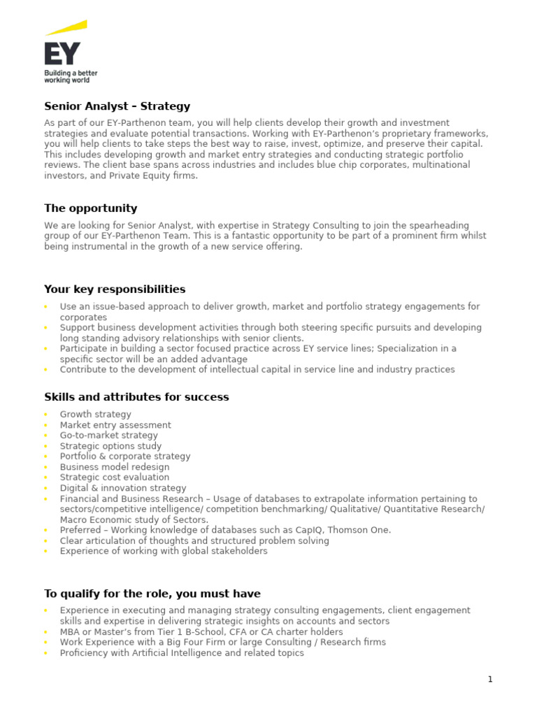 Sat - Strategy - Senior Analyst | PDF | Financial Analyst | Strategic ...