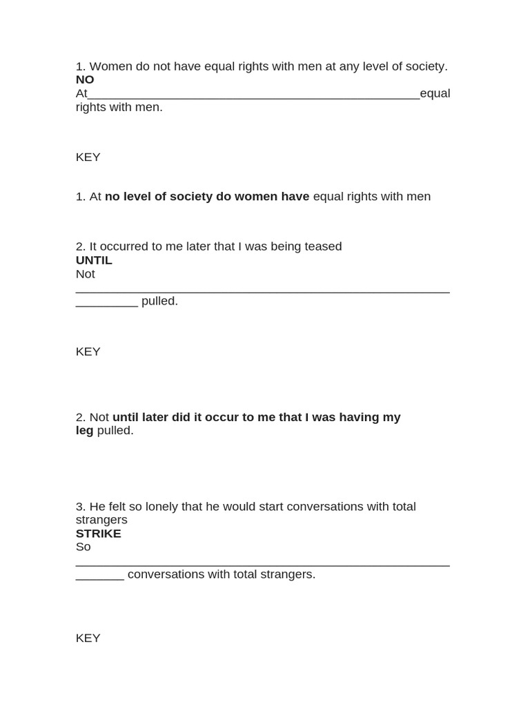 Negative Inversion Exercises 3 | PDF
