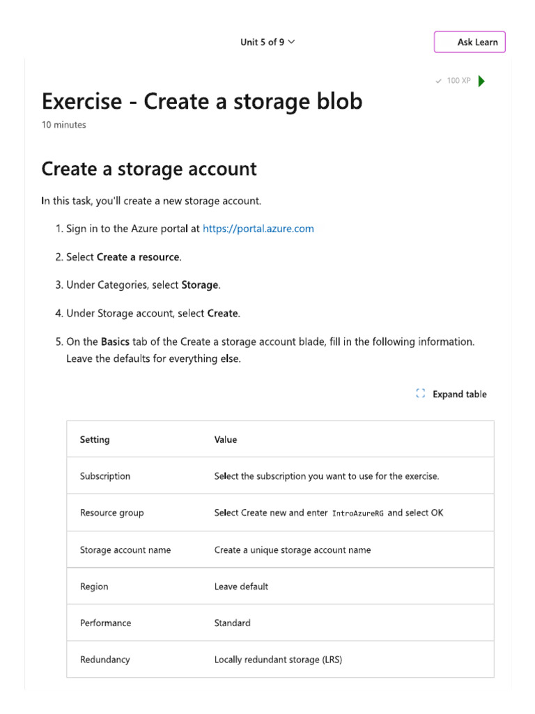 04-Exercise - Create A Storage Blob | PDF